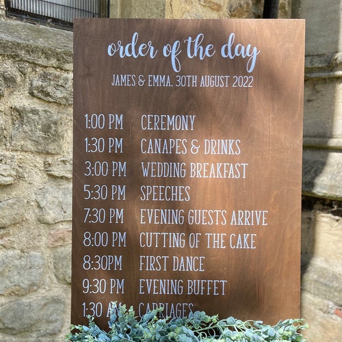 PERSONALISED Order of the Day Wedding Timeline Vinyl - Etsy
