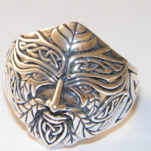 Sterling Green Man Ring - Etsy