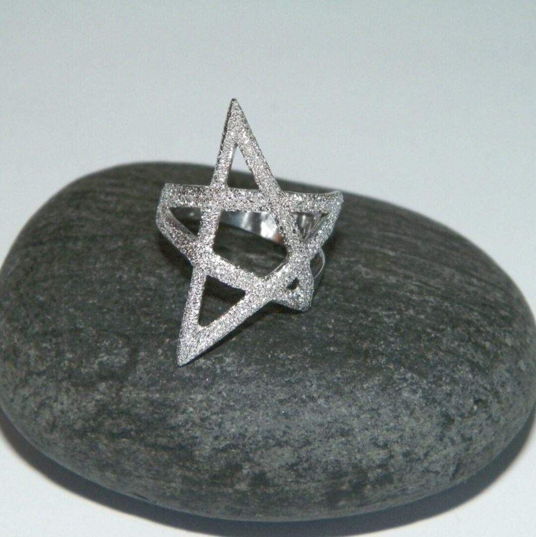 Handcrafted 925 Sterling Silver Stardust Pentagram Ring-size US 9 - Etsy