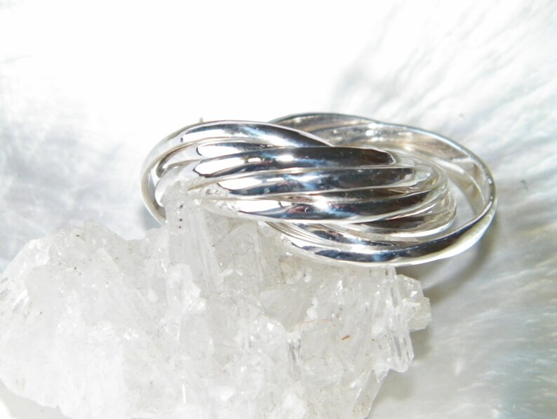 Handcrafted 925 Sterling Silver Interlocking Nine Band Rolling Ring ...