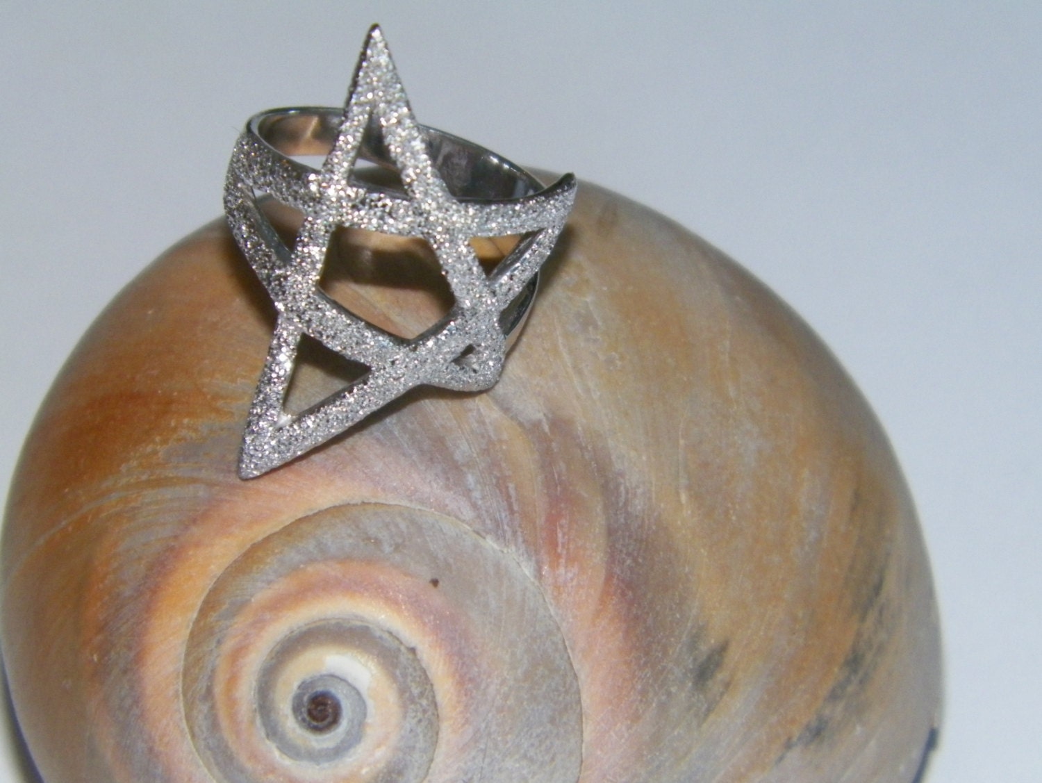 Handcrafted 925 Sterling Silver Stardust Pentagram Ring-Size | Etsy