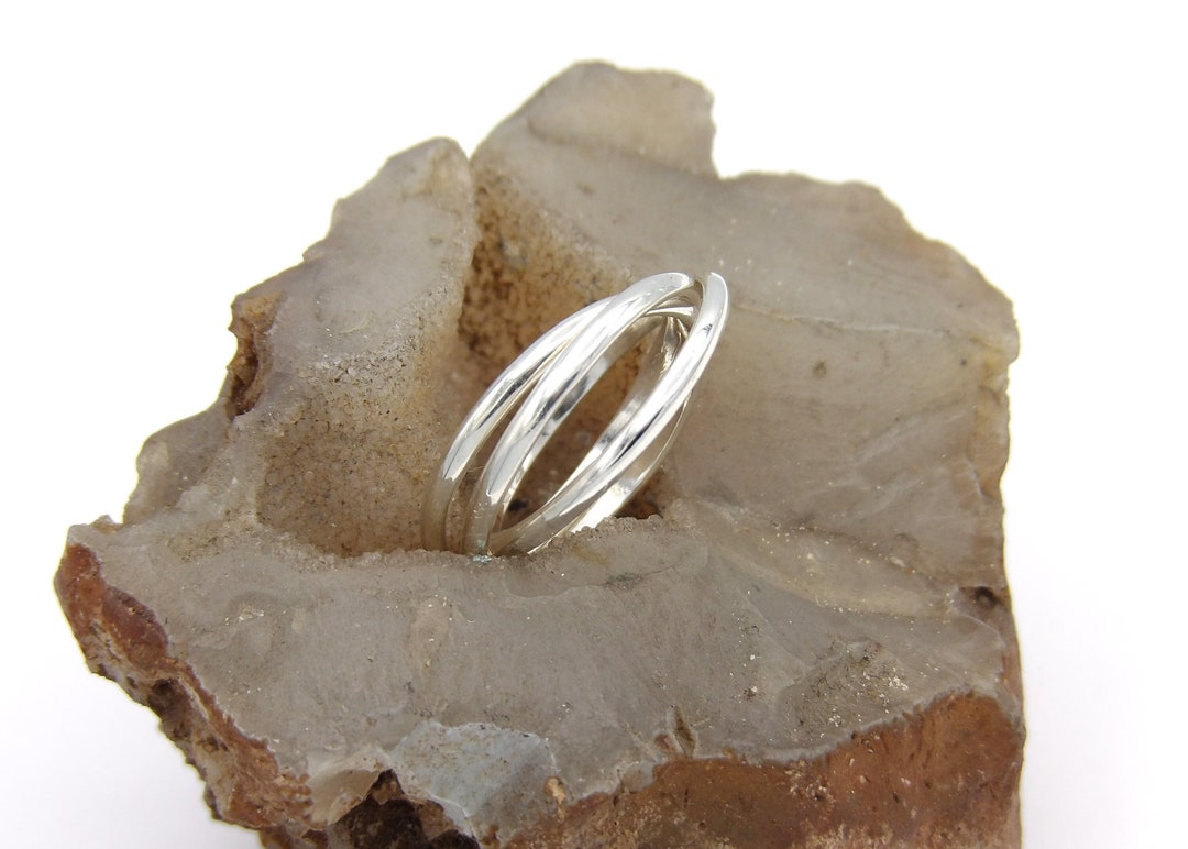 Handmade Sterling Silver Rolling Ring: Interlocking Triple Band, Custom ...