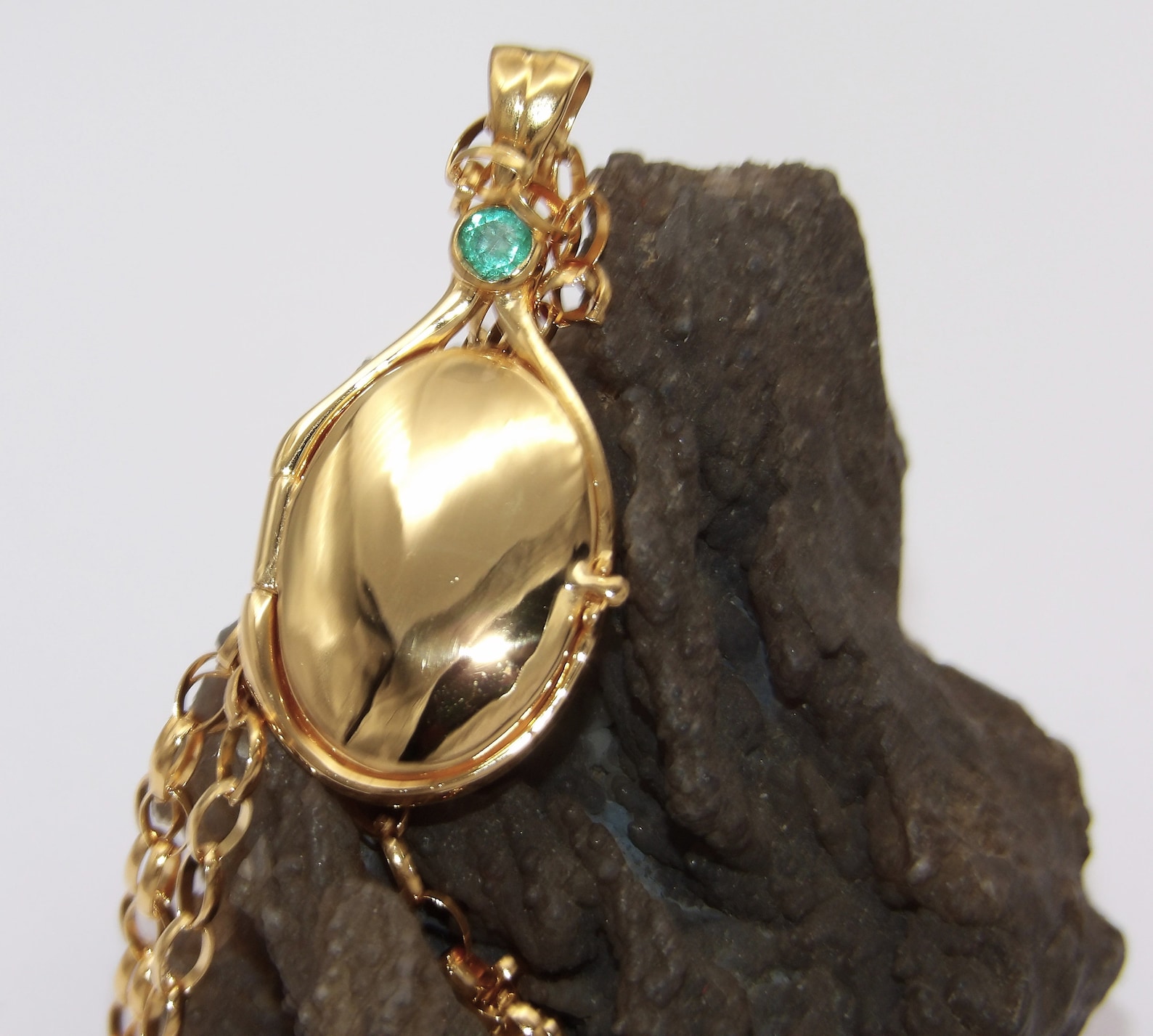 Handcrafted SOLID 925 Sterling Silver 14K Gold Plated 4mm Natural Green ...