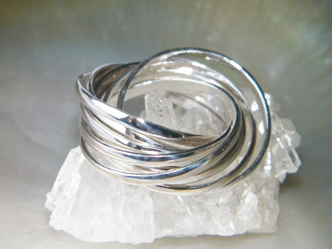 Handcrafted 925 Sterling Silver Interlocking Nine Band Rolling Ring ...