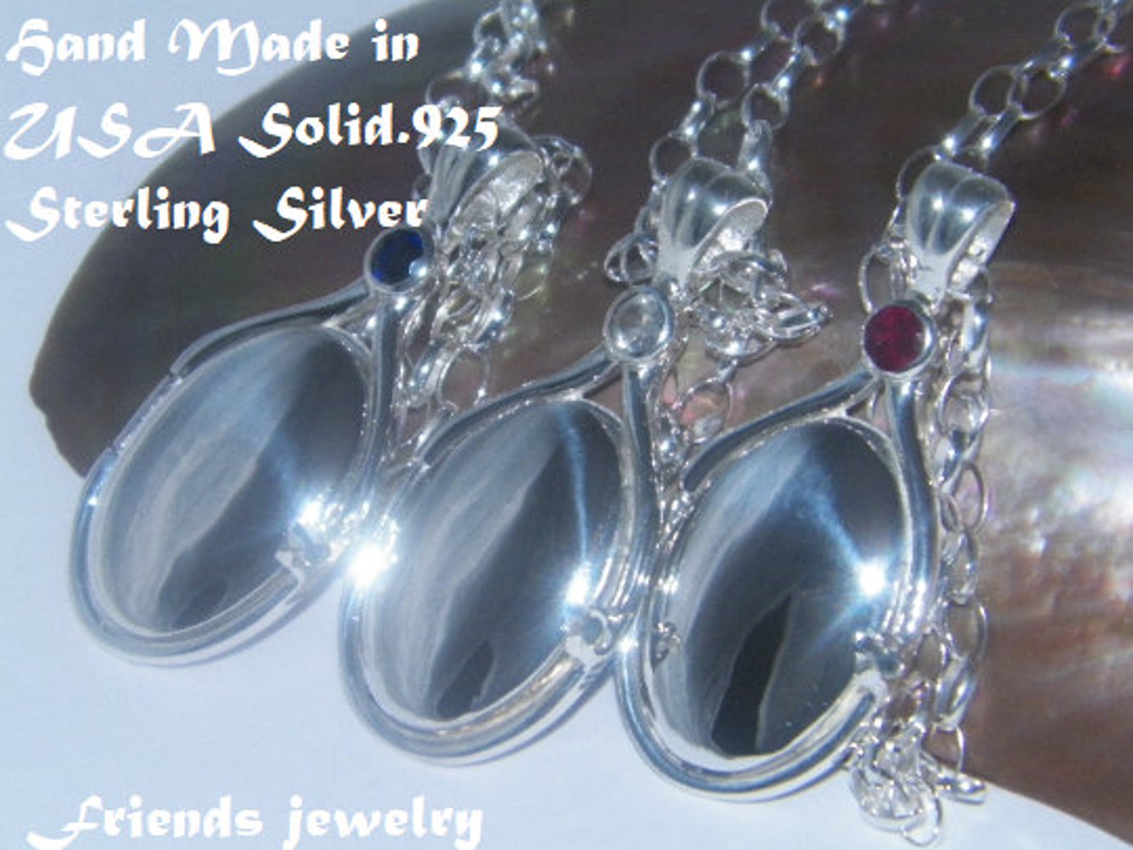 Lot of Hand 3 Made SOLID 925 Sterling Silver H2O Just Add Water Pendant ...