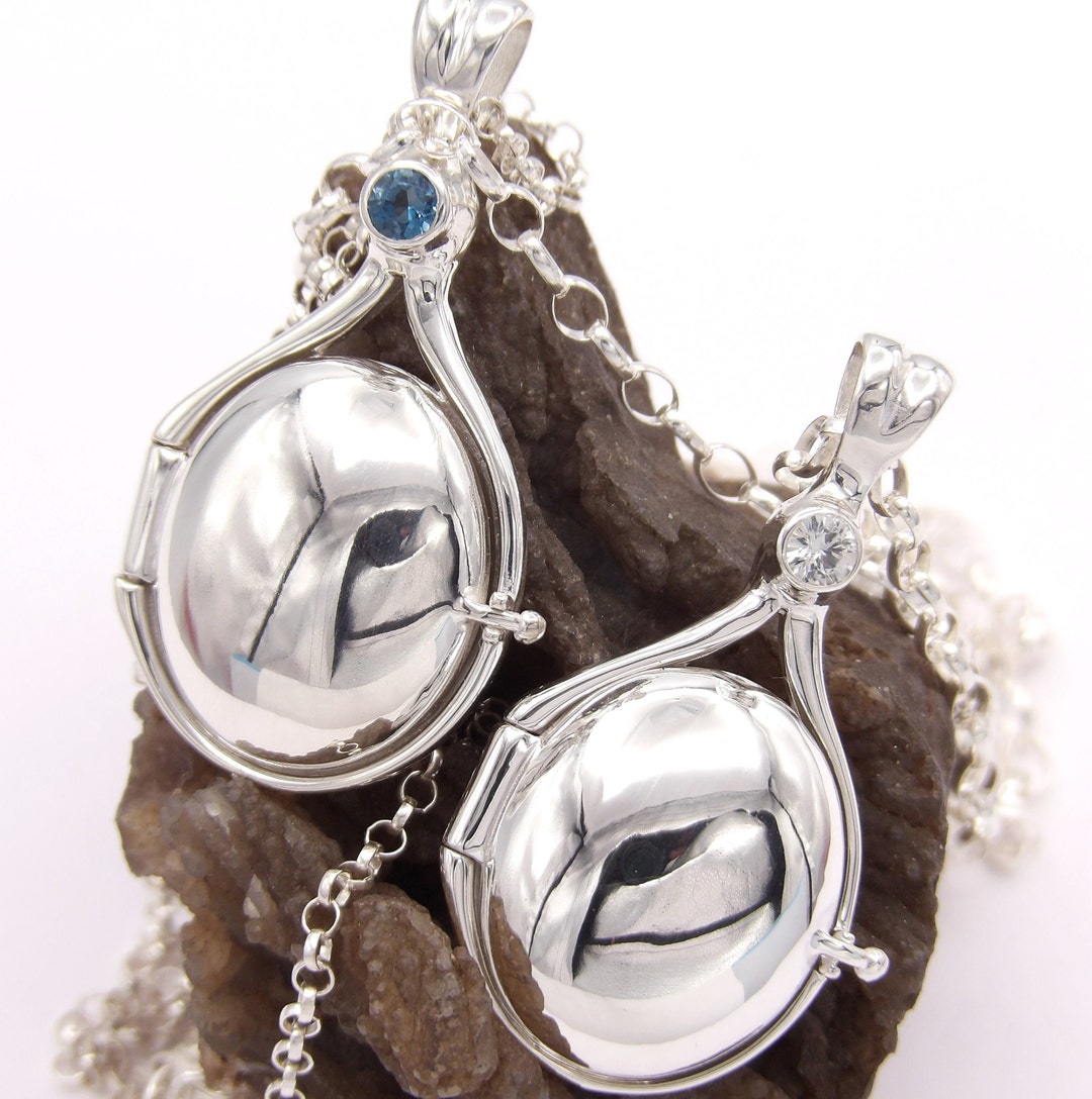 Lot of Two Solid 925 Sterling Silver H2O Lockets Necklace Mermaids ...