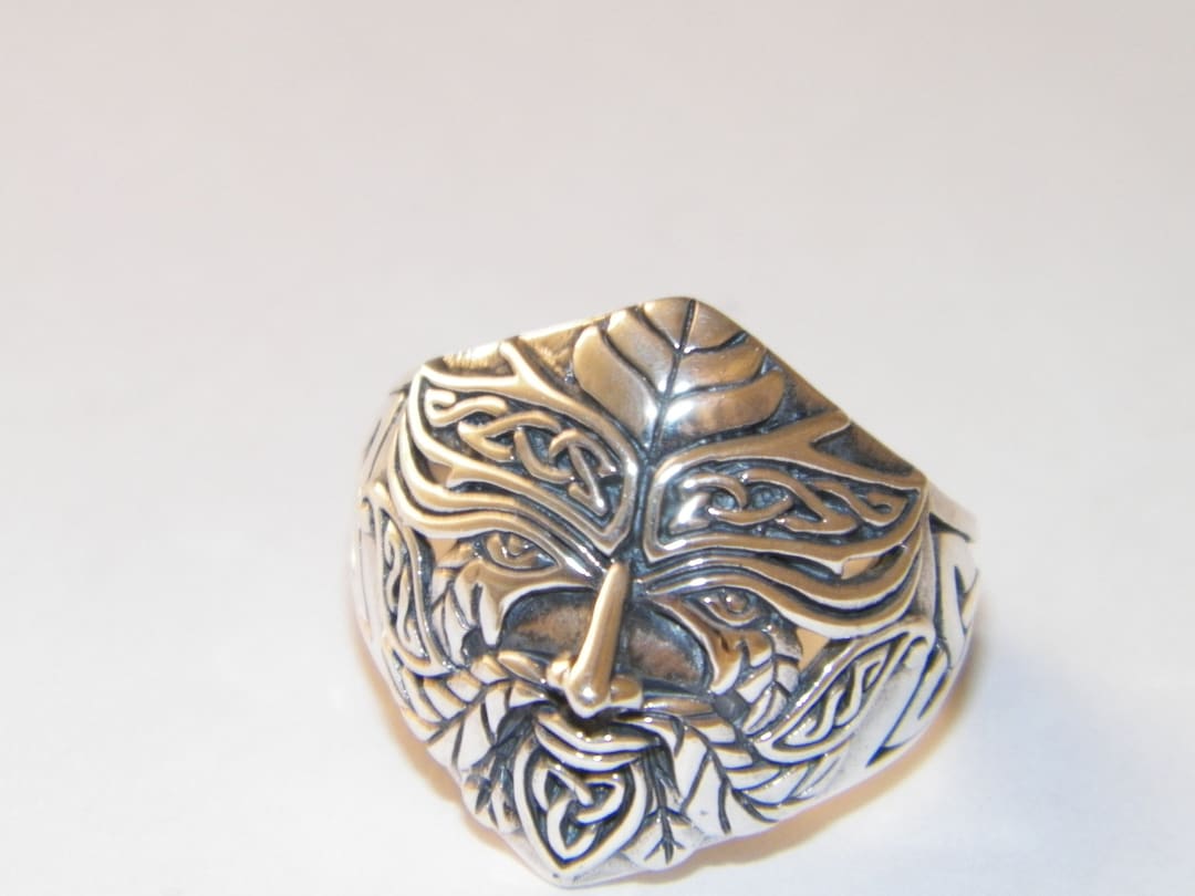 Handcrafted Oxidized.925 Sterling Silver Celtic Green Man Ring-custom ...