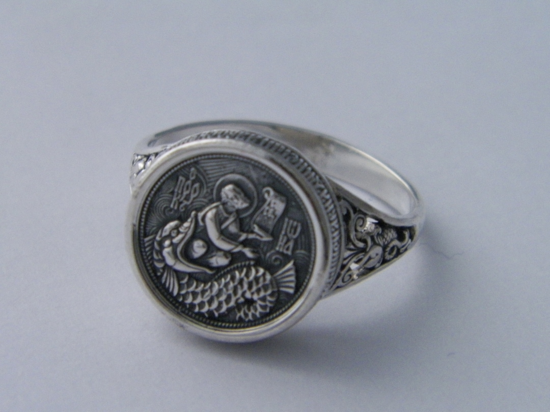 Handcrafted in USA Eastern Orthodox Sterling Silver Ring St. Jonas 925 ...