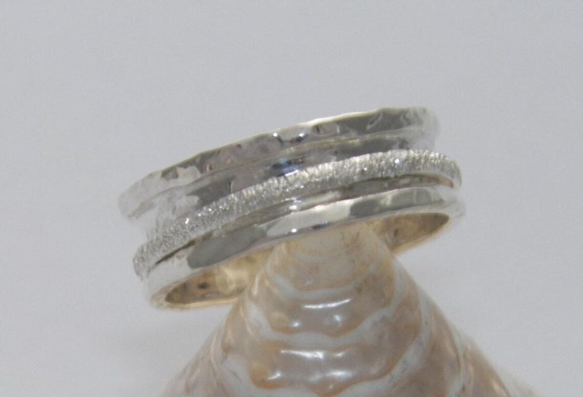 925 Silver Spinner Ring Hammered One Band Sterling Silver Stardust ...