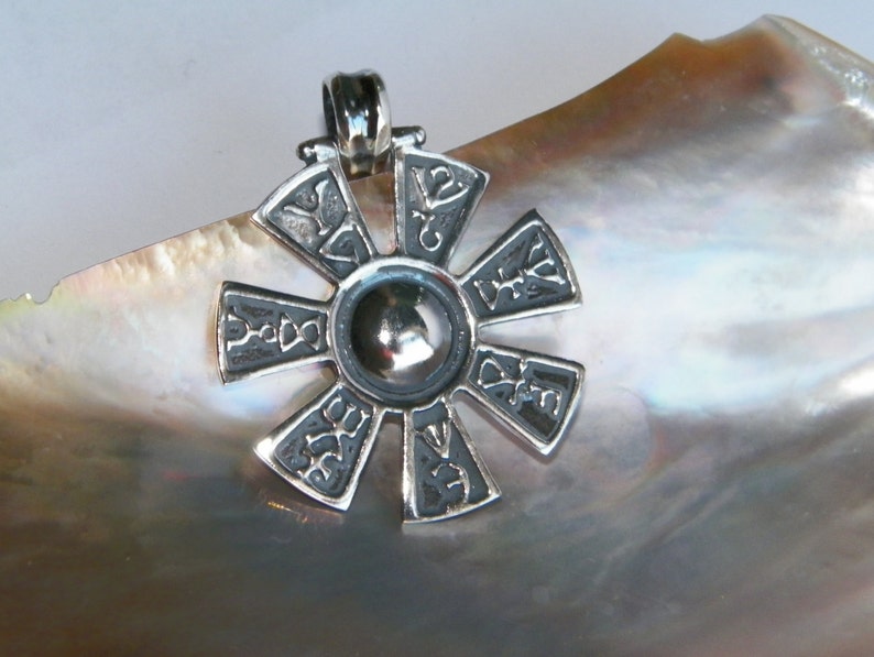 Handcrafted 925 Sterling Silver Oxidized Rosette From Pliska Pendant ...