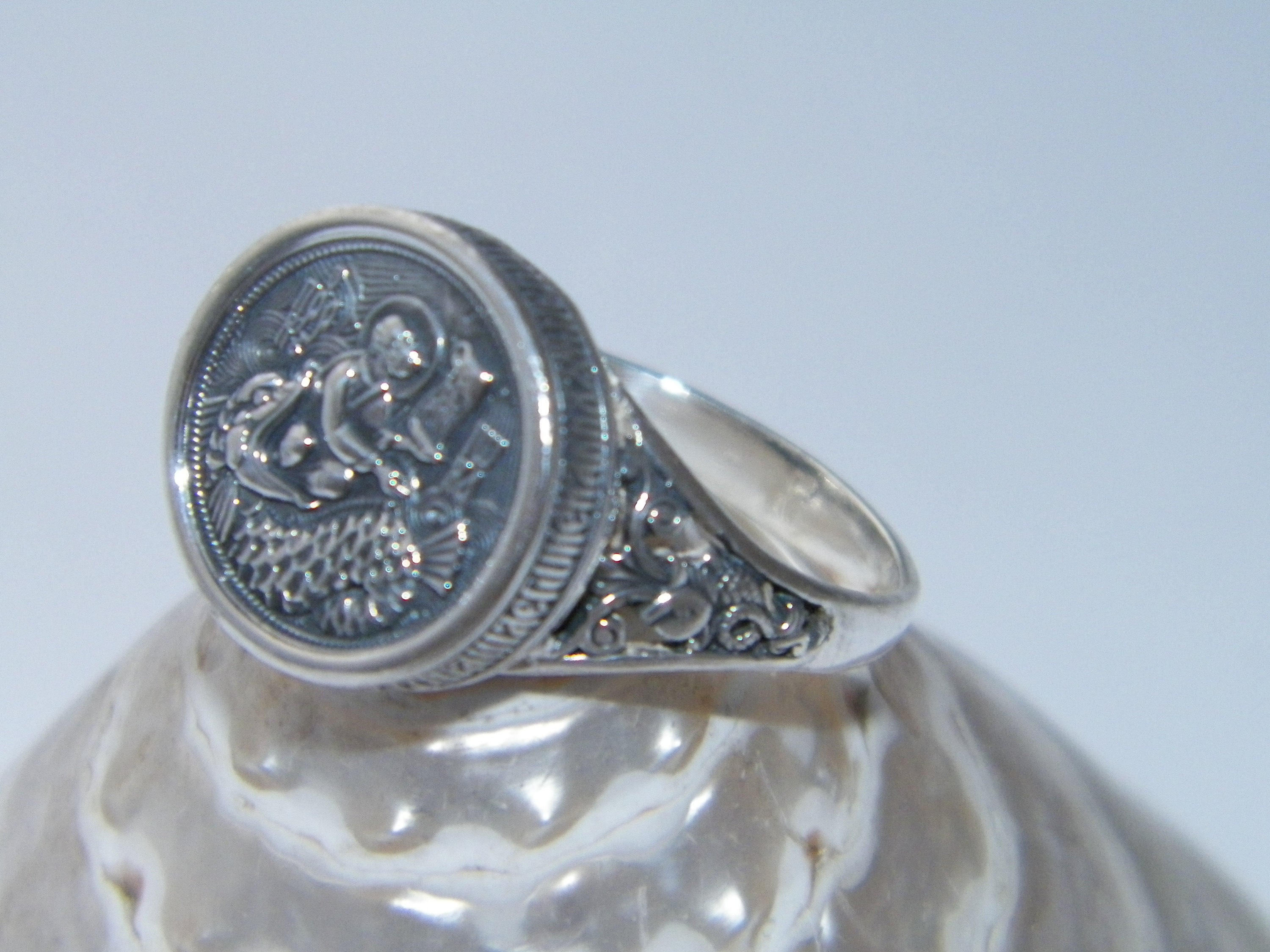 Handcrafted in USA Eastern Orthodox Sterling Silver Ring St. Jonas 925 ...