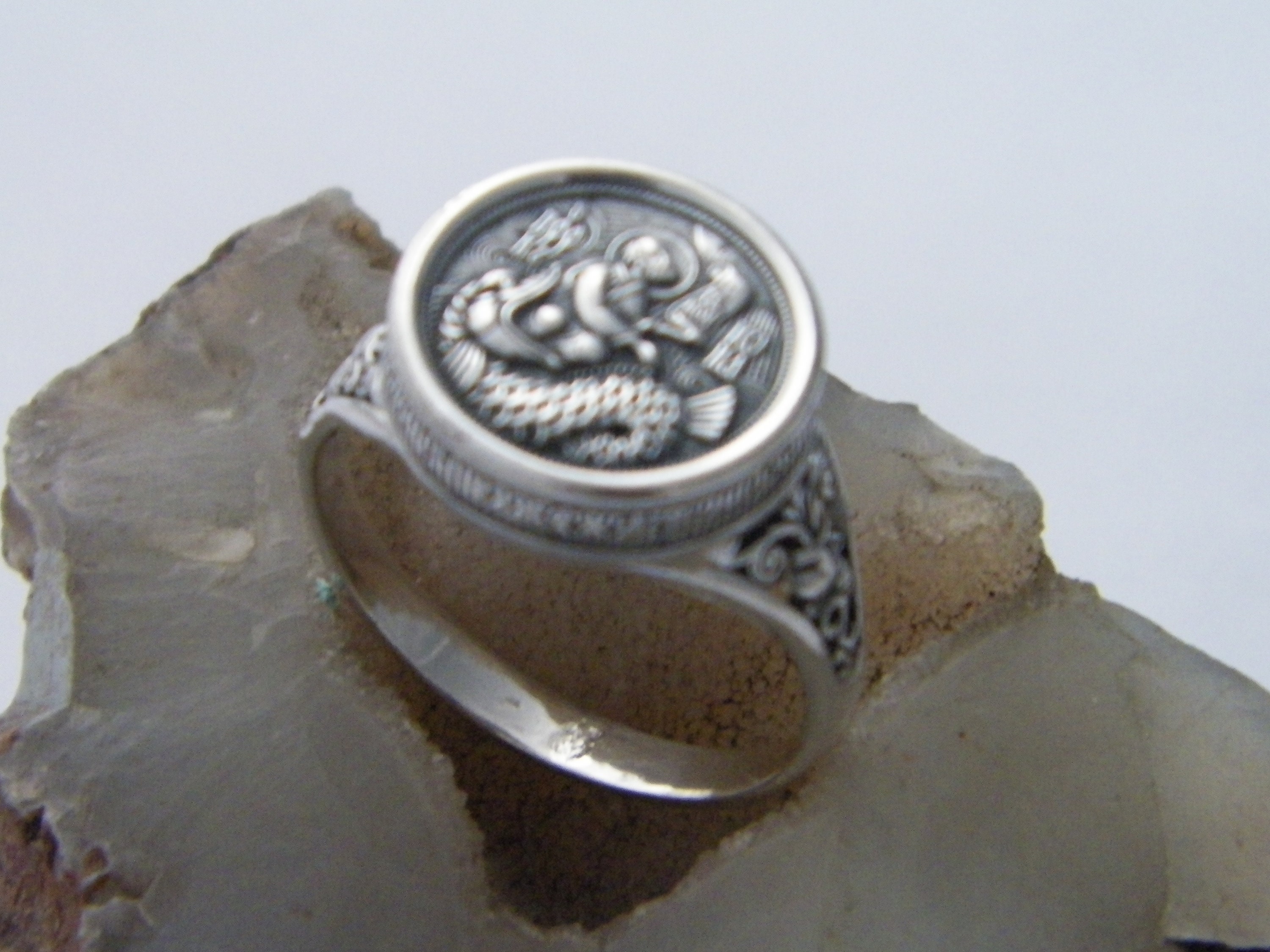 Handcrafted in USA Eastern Orthodox Sterling Silver Ring St. Jonas 925 ...