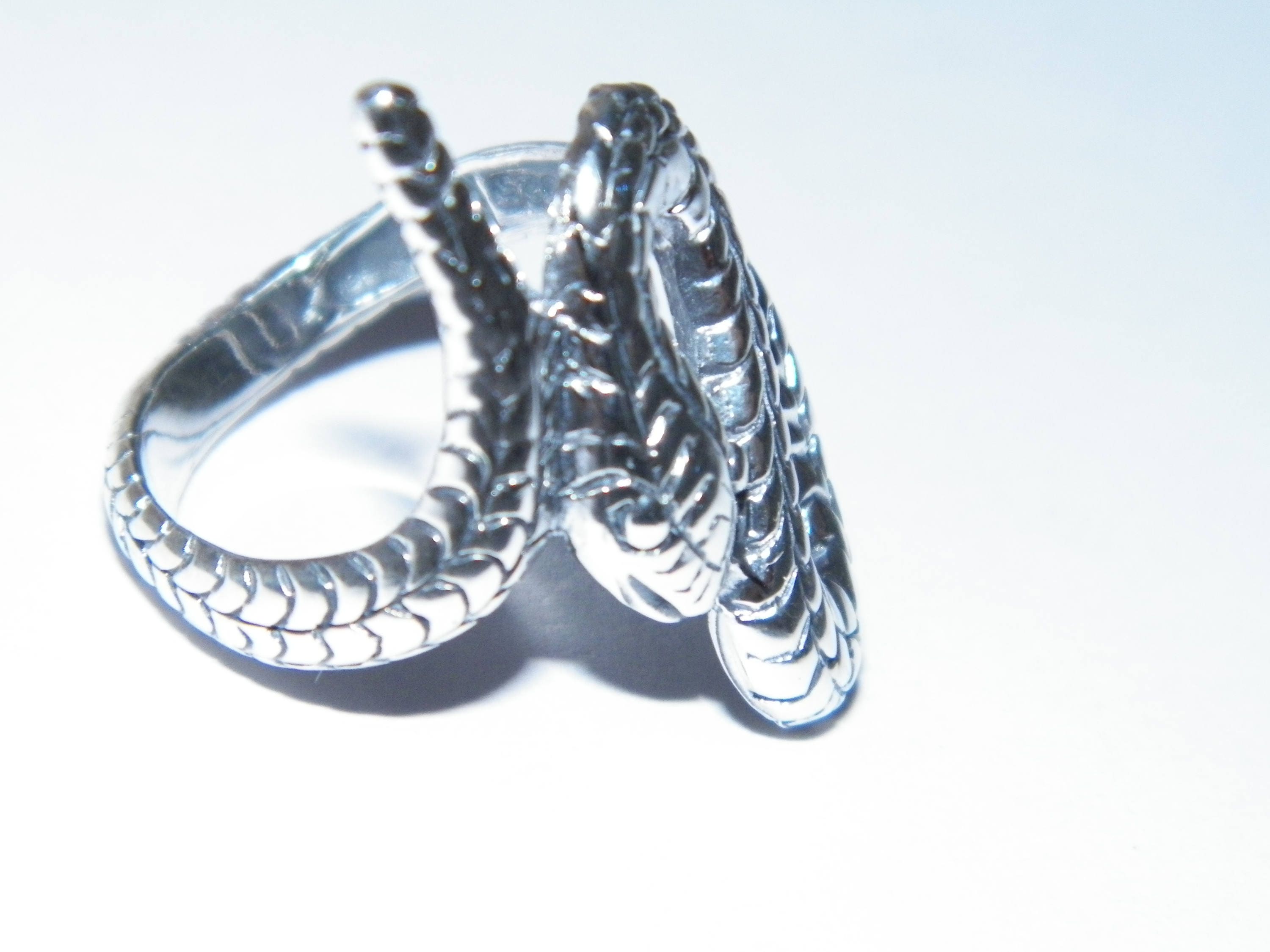 Handcrafted Oxidized.925 Sterling Silver Rattle Snake Coiled Twisted ...