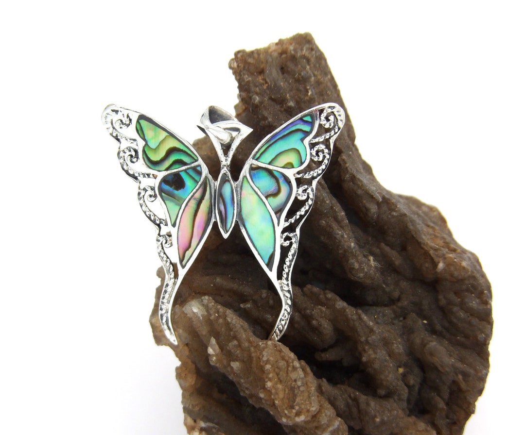 Hand Made in USA Buterfly.925 Sterling Silver Genuine Paua Shell ...
