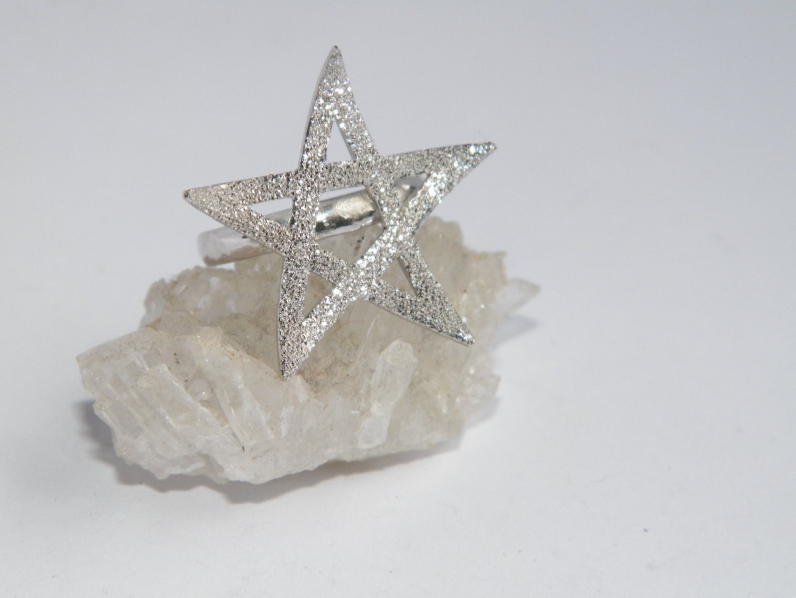 Handcrafted .925 Sterling Silver Stardust Pentagram Ring - Etsy