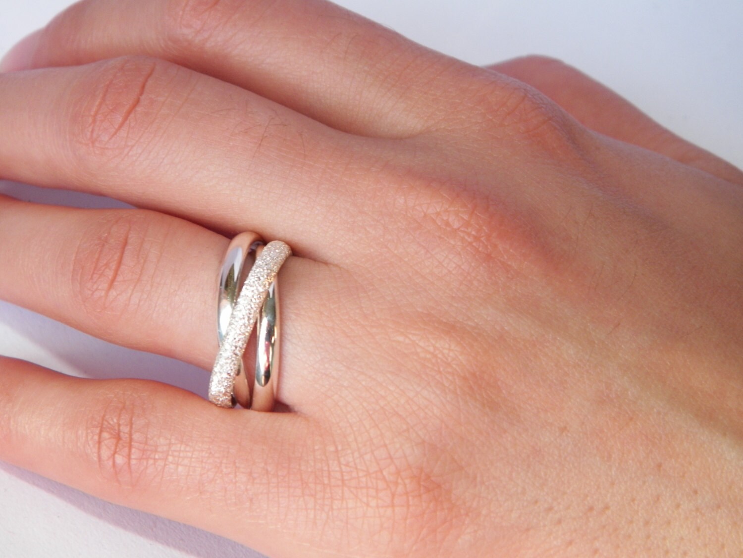 Sterling Silver Interlocking Triple Band Rolling Ring Trinity | Etsy