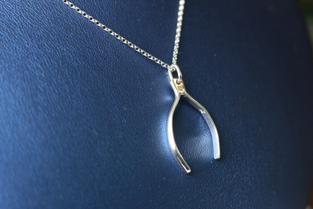 Handcrafted Wishbone Charm Necklace 925 Sterling Silver- Lucky Luck ...