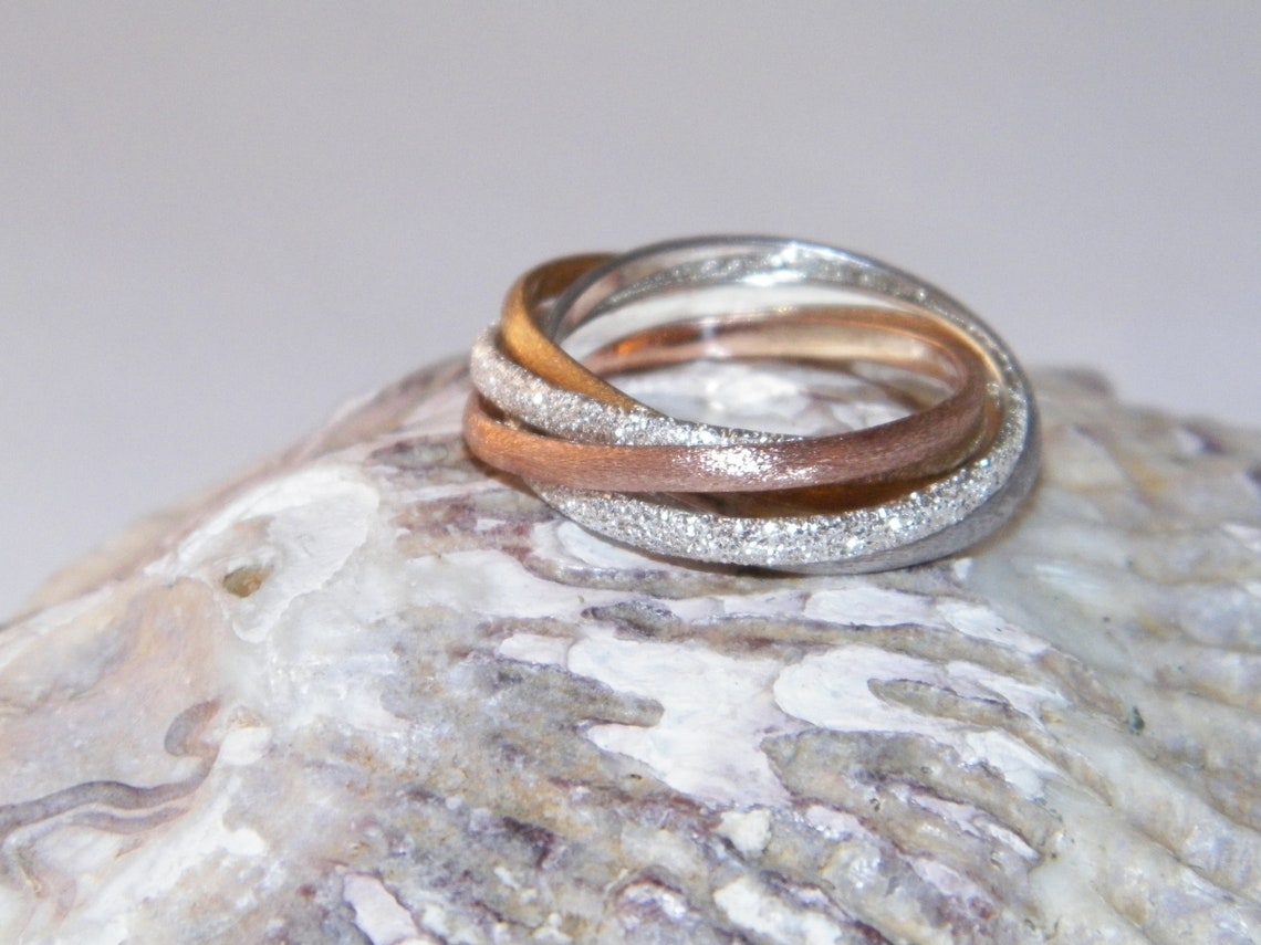 Hand Made .925 Sterling Silver Interlocking Five Band Rolling - Etsy