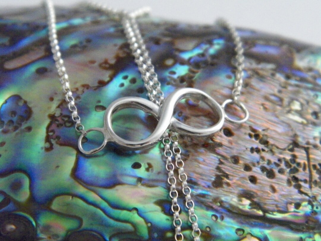 Infinity Symbol Necklace .925 Sterling Silver With Round Rolo Chain 18 ...