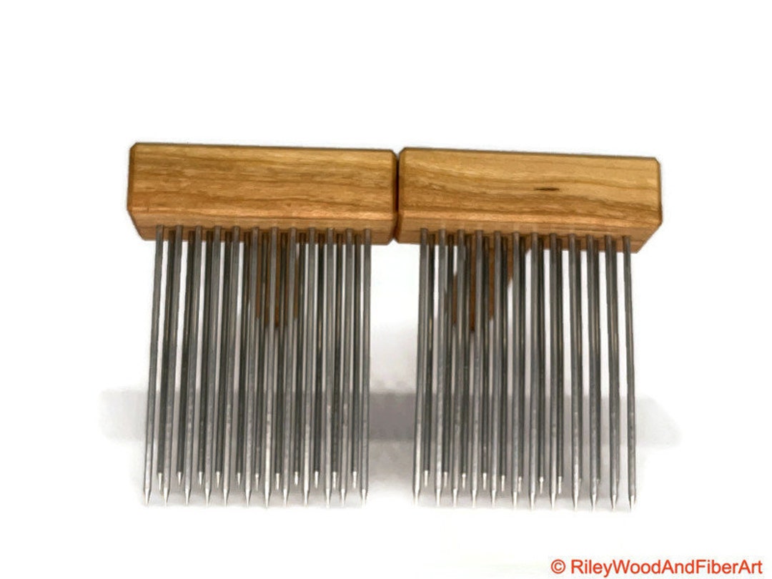 Wool Combs Double Row Standard - Cherry and Hickory - Etsy