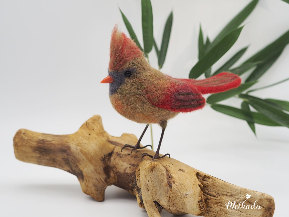 Needle Felted Cardinal Bird Ornament Female Cardinal | Etsy
