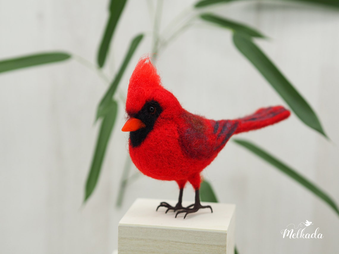 Needle Felted Cardinal Bird Ornament Cardinal Figurine - Etsy