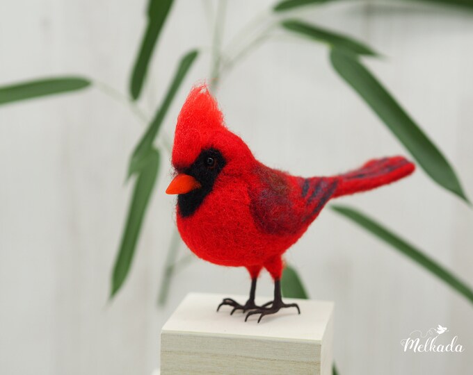 Needle Felted Cardinal Bird Ornament, Cardinal Figurine, Cardinals Fan ...