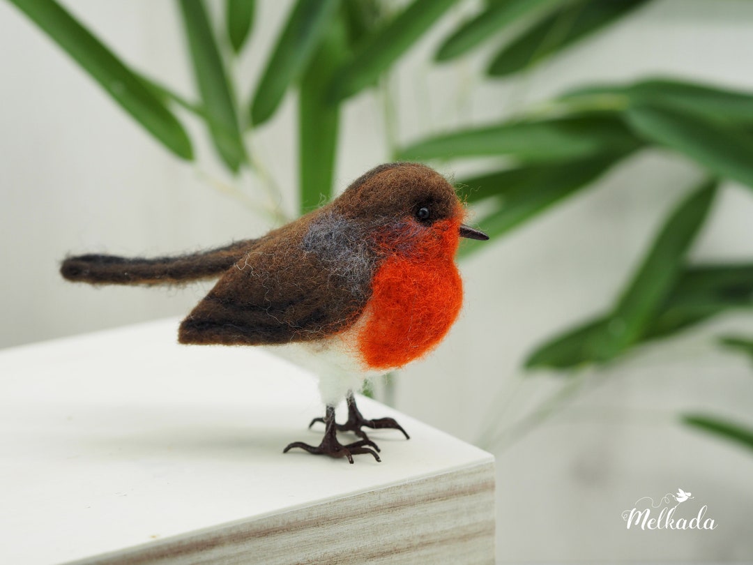 Felt Taxidermy Bird - Robin Figurine - Faux Taxidermy Robin - Robin ...