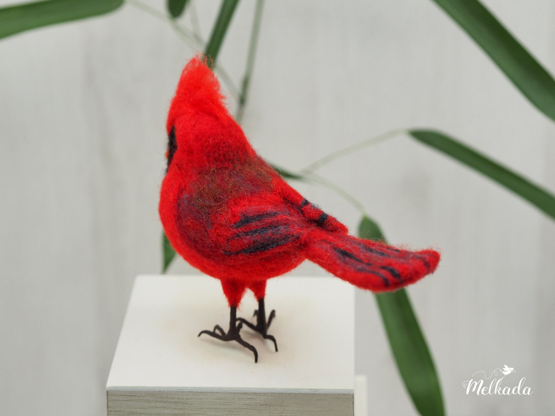 Needle Felted Cardinal Bird Ornament Cardinal Figurine - Etsy