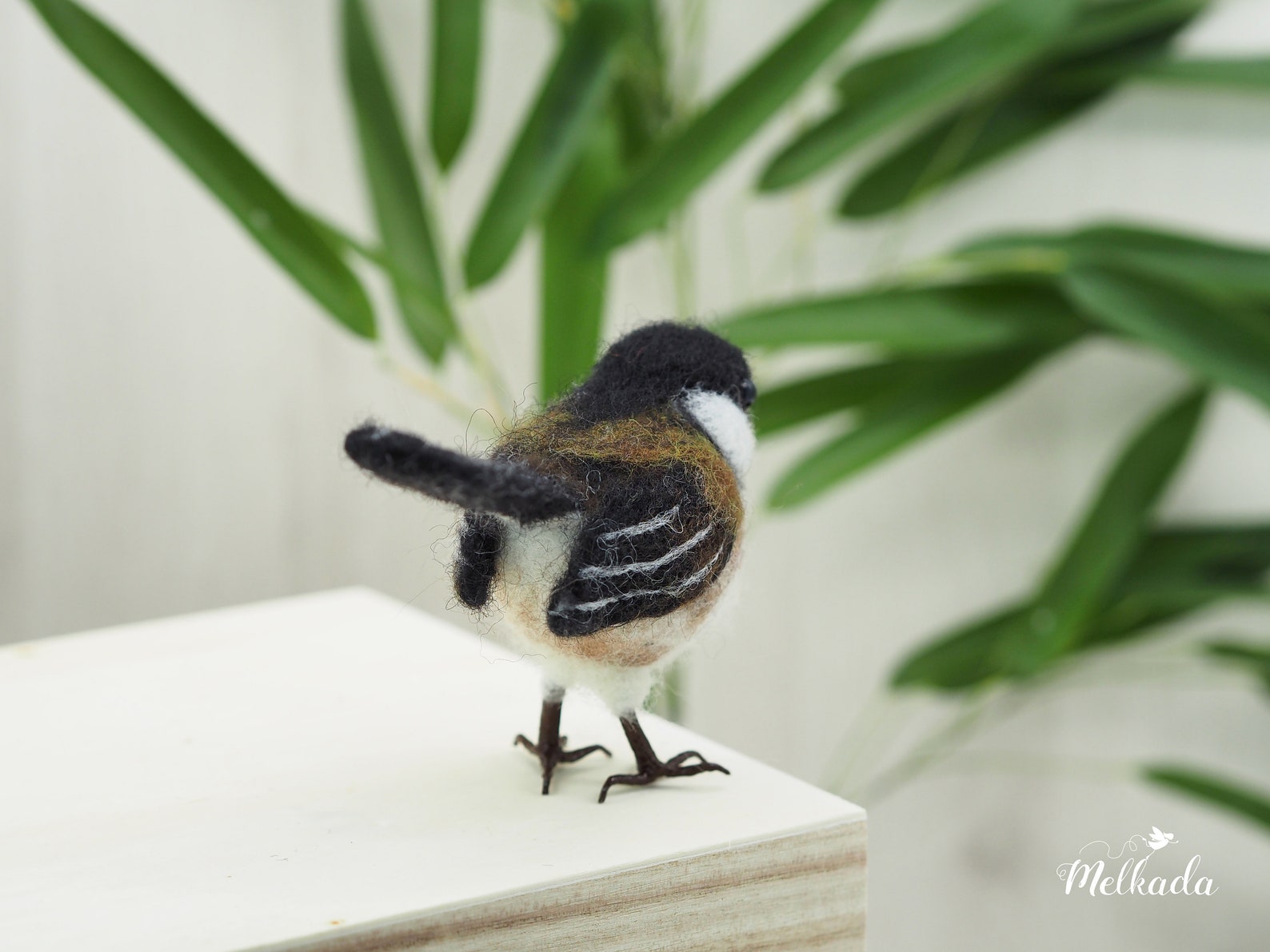 Needle Felted Chickadee Felted Bird Bird Figurine Faux | Etsy
