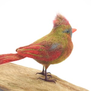 Needle Felted Cardinal Bird Ornament, Female Cardinal Figurine ...