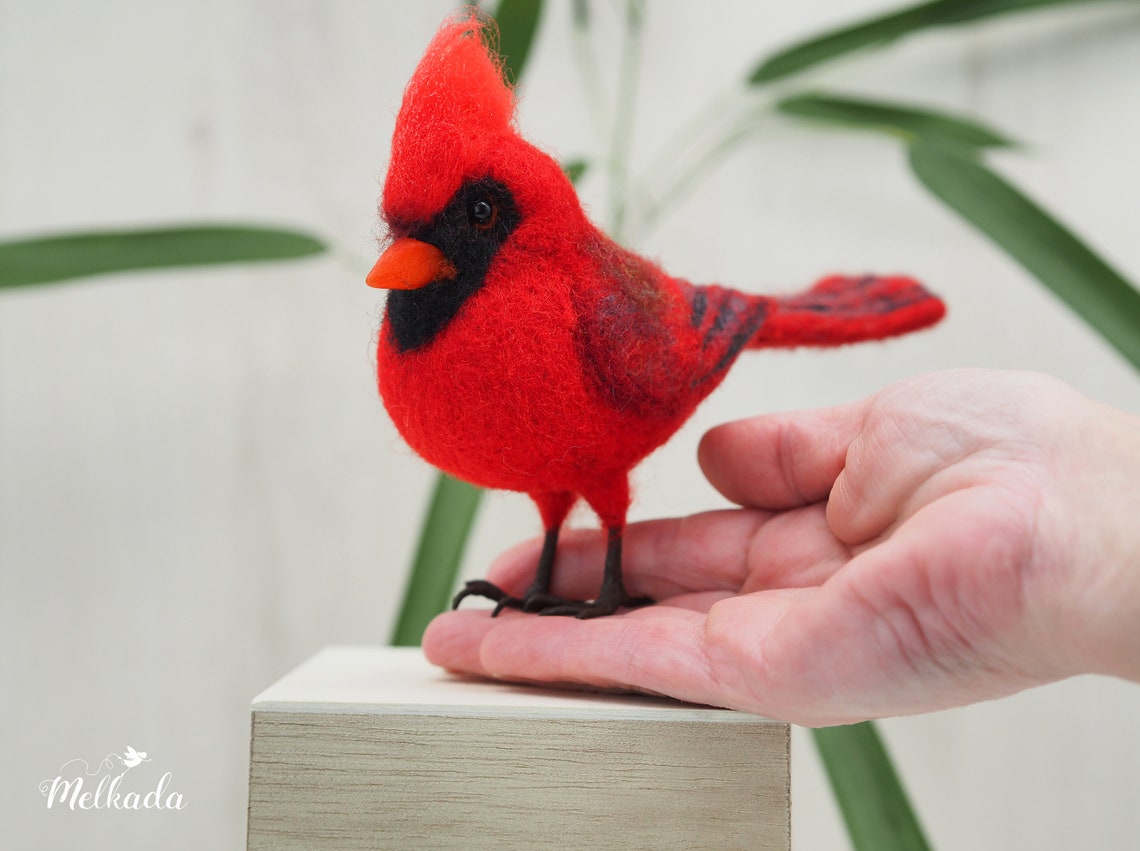 Needle Felted Cardinal Bird Ornament Cardinal Figurine - Etsy