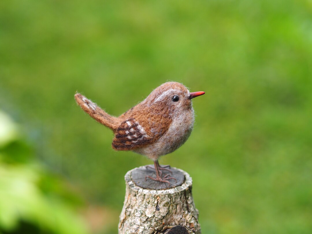 Needle Felted House Wren, Felted Bird, Felted Wren, Faux Taxidermy Bird ...