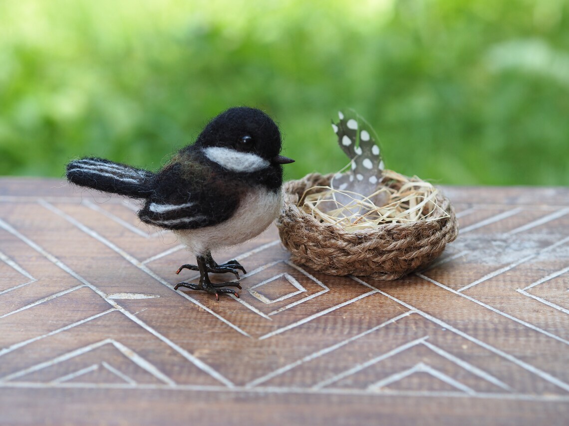 Needle Felt Miniature Realistic Chickadee Felted Bird - Etsy