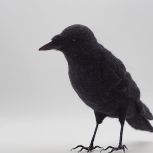 Felted Crow, Bird Gift, Crow Sculpture, Bird Art, Felted Bird, Faux ...