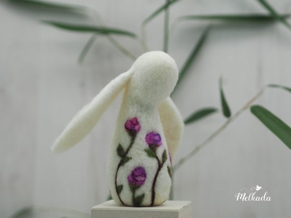 Needle Felted Rabbit Romantic Decor Felt Bunny Rabbit Art | Etsy