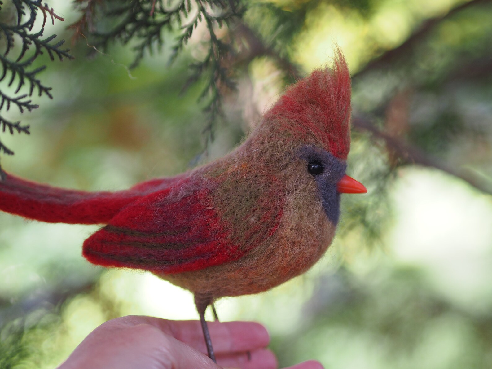 Needle Felted Cardinal Bird Ornament Female Cardinal | Etsy