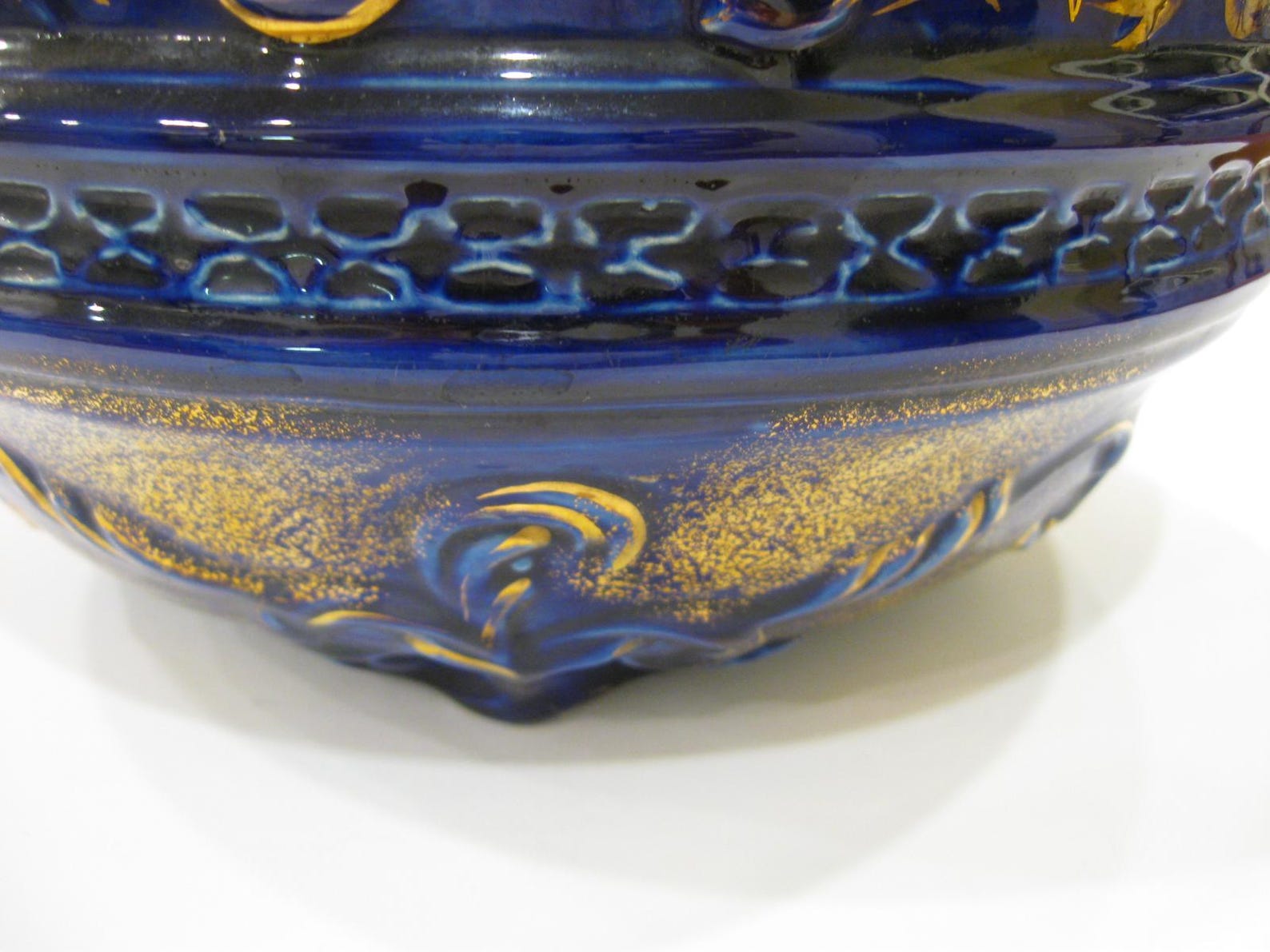 Large New Milford Wannopee Pottery Cobalt Majolica Jardiniere - Etsy