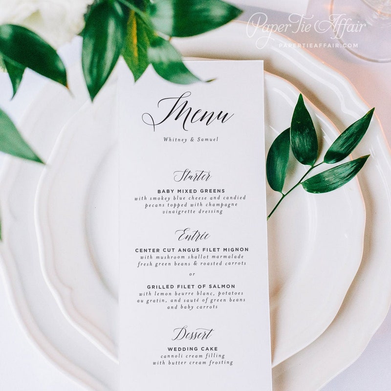 Wedding Menu Cards - Etsy