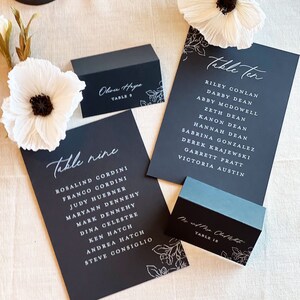 Floral Printed Seating Assignment Cards, Black and White, Blush and ...