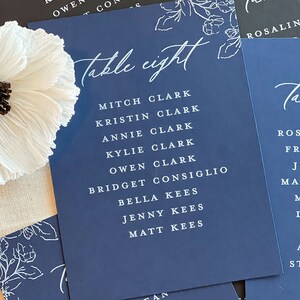 Floral Printed Seating Assignment Cards, Black and White, Blush and Gold, Seating Chart, Wedding ...