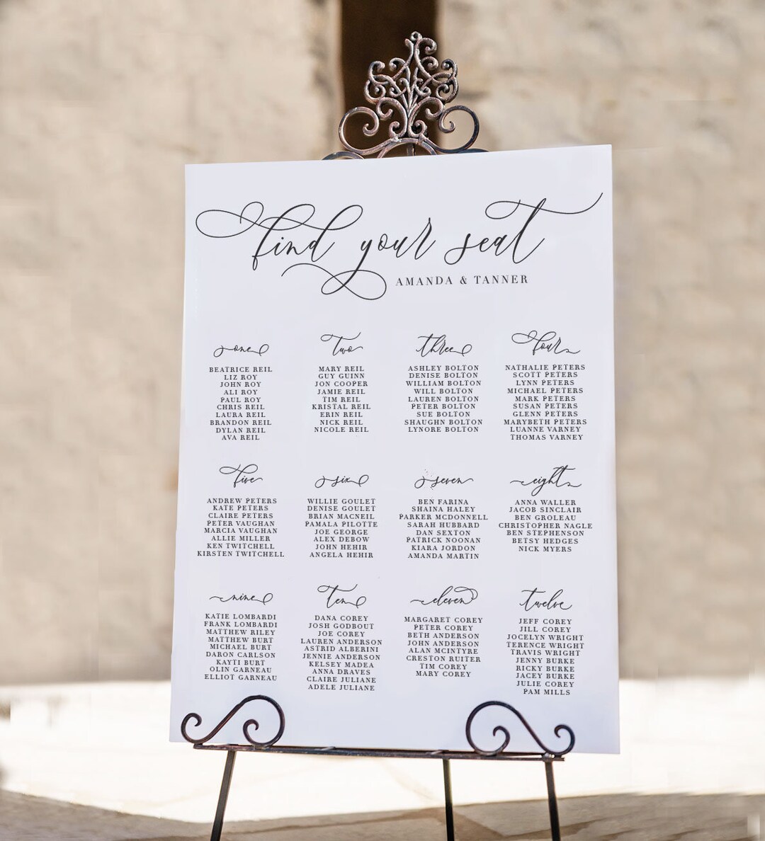 Timeless Romance Seating Chart - Seating Chart Poster - Wedding Seating ...