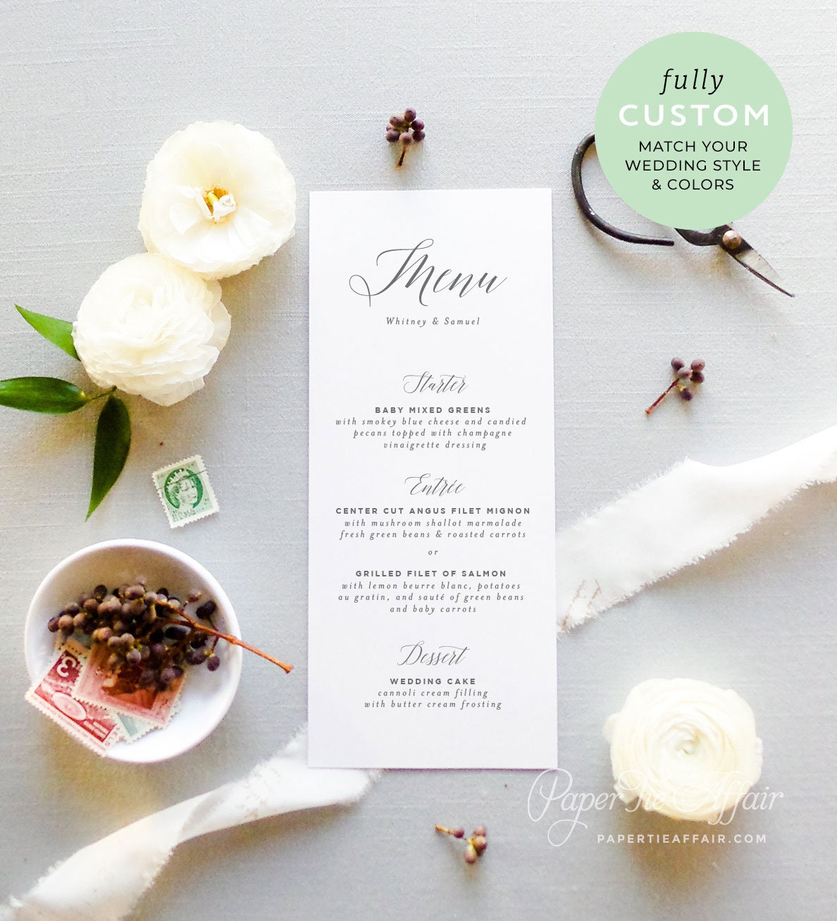 Wedding Menu Cards Wedding Menus Elegant Calligraphy | Etsy