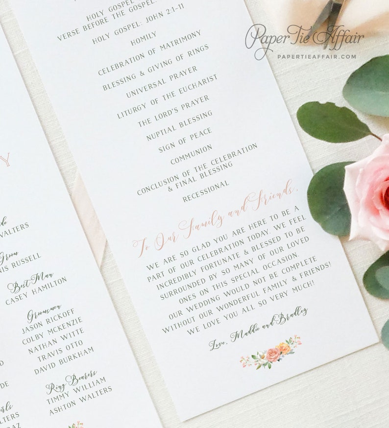 Floral Wedding Programs Wedding Day Program Printed - Etsy