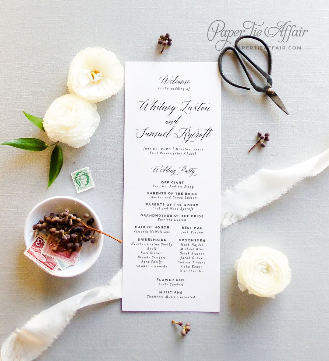 Wedding Programs - Wedding Day Program Card - Printed Ceremony Program ...