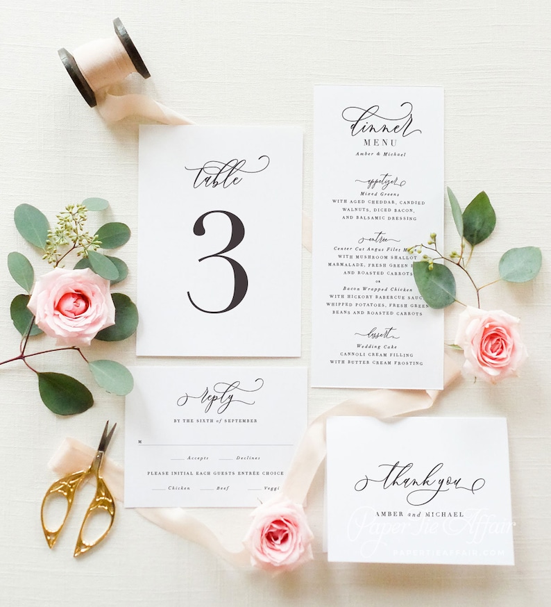 Wedding Menus Menu Cards Wedding Menu Card Elegant | Etsy