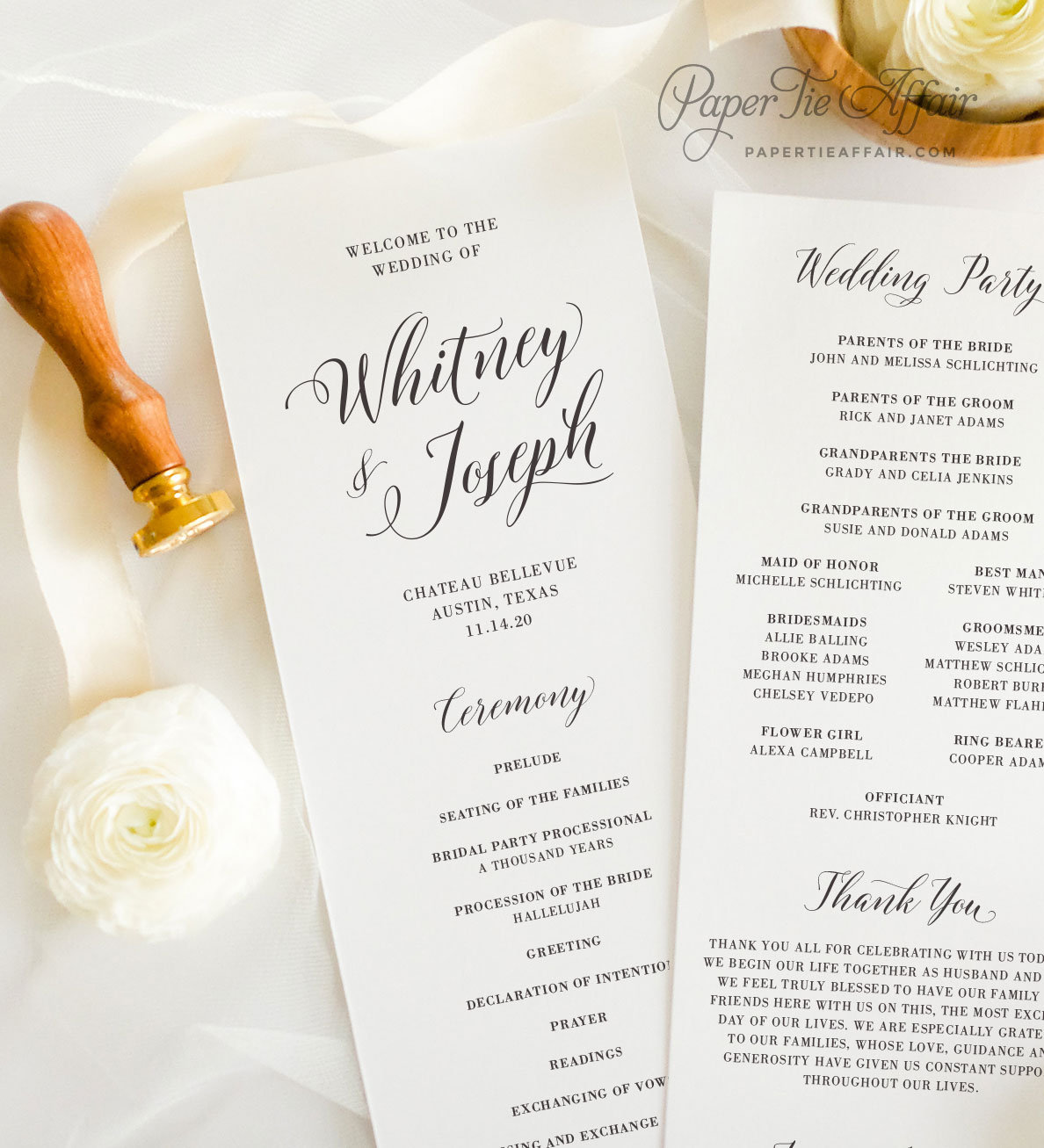 Wedding Programs Wedding Day Program Card Printed Ceremony | Etsy