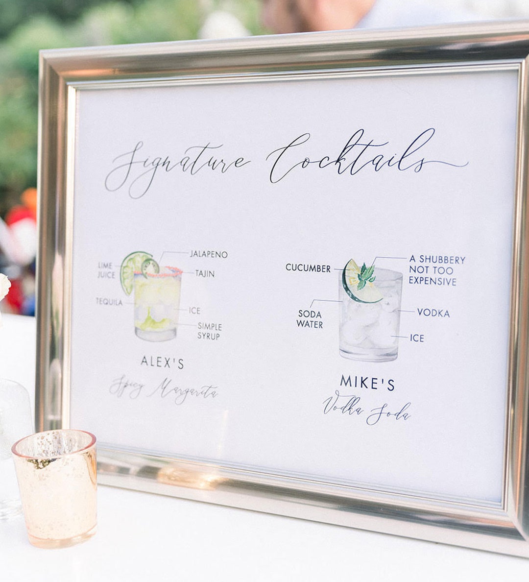 Custom Signature Cocktail Sign - Wedding Cocktail Sign - His and Hers ...