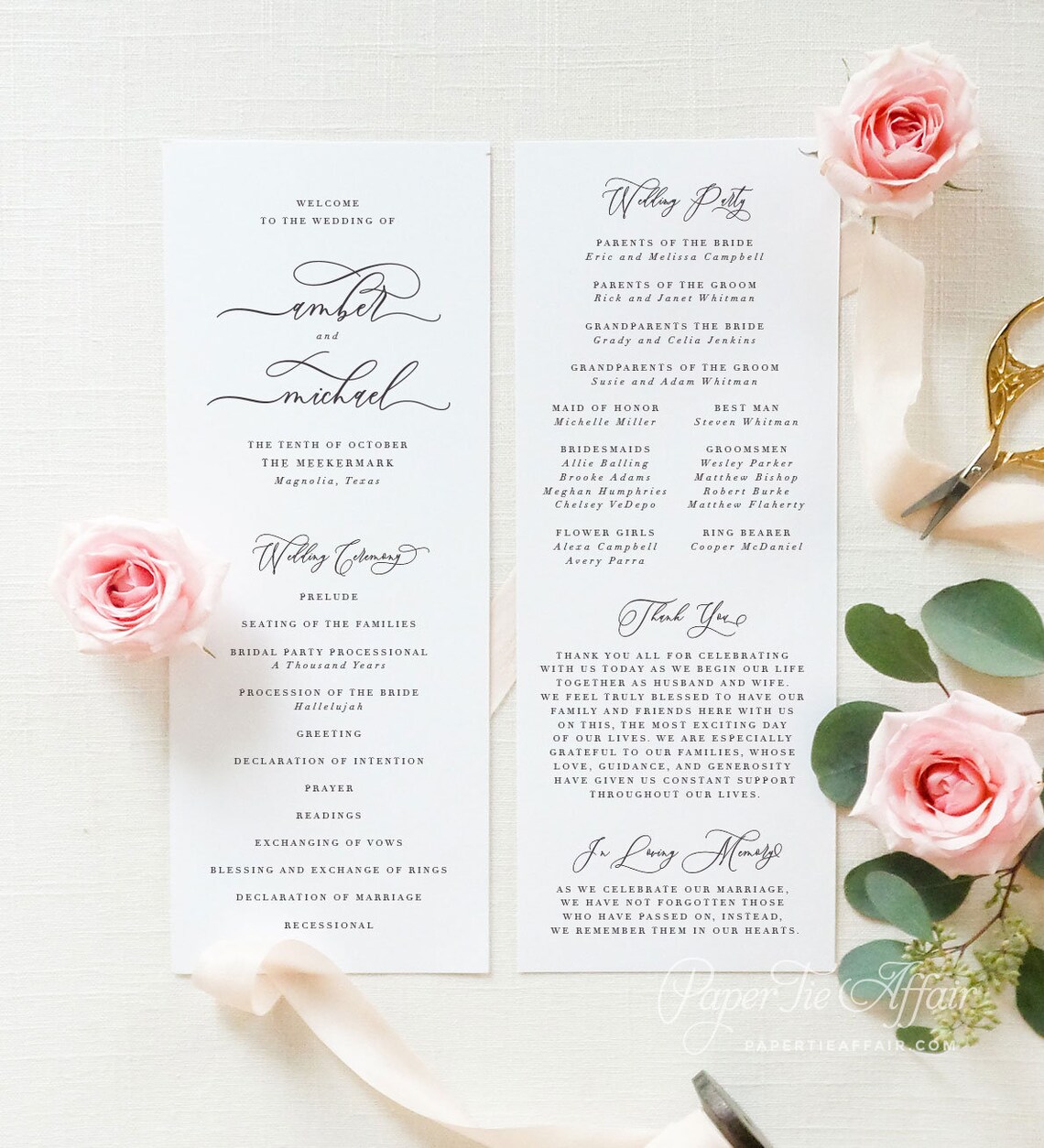 Wedding Programs Wedding Day Program Card Printed Ceremony - Etsy