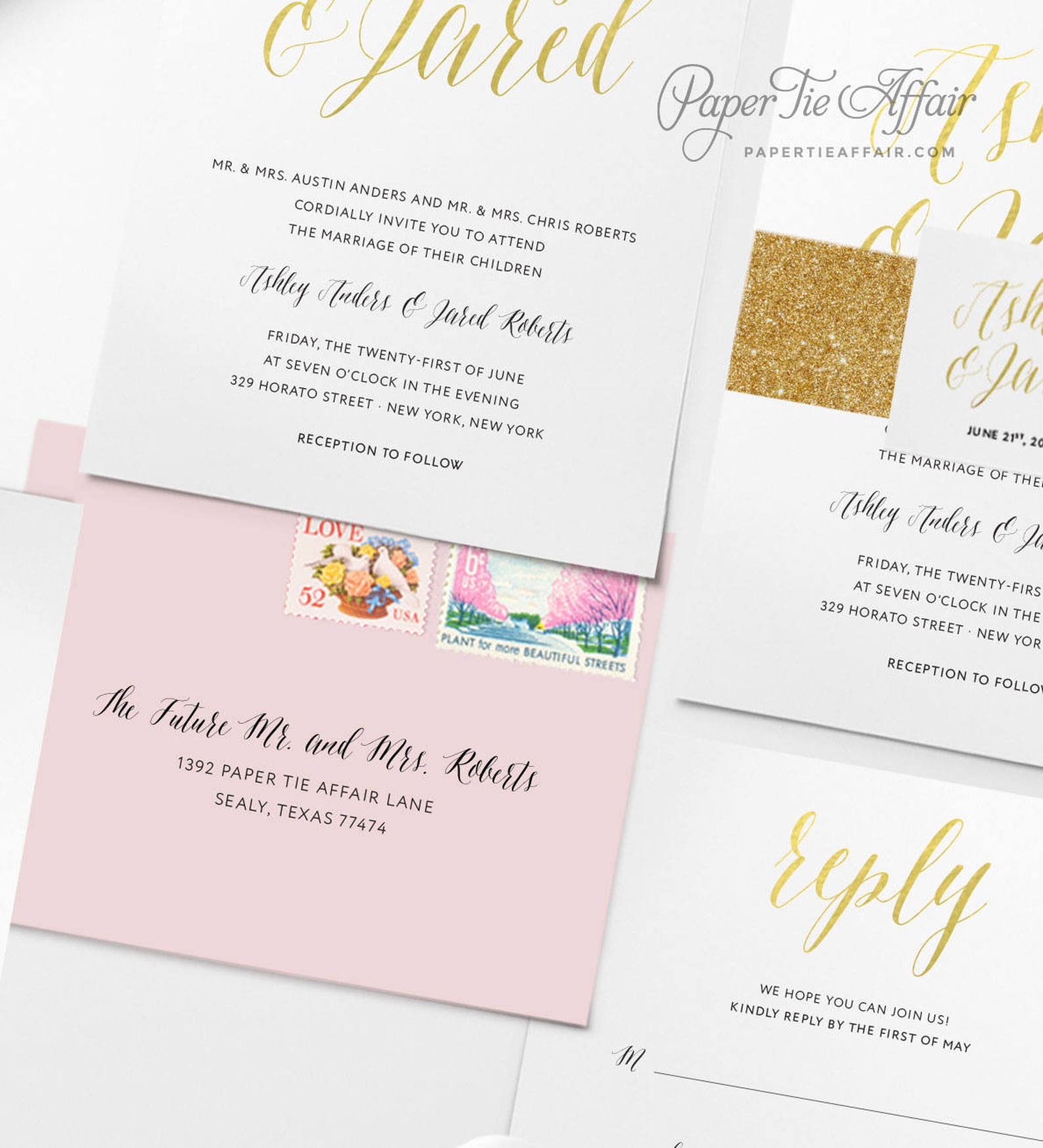 Calligraphy Script Wedding Invitation Wedding Invitation Set | Etsy